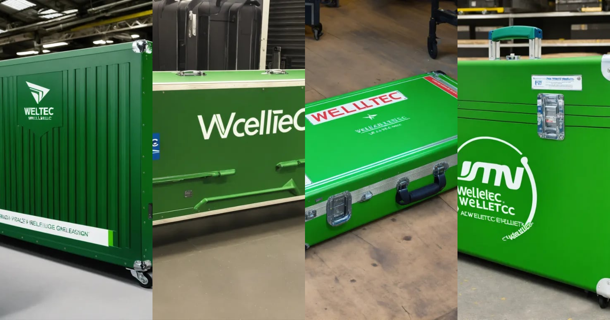 Lexica - Flight case branded with Welltec in green.