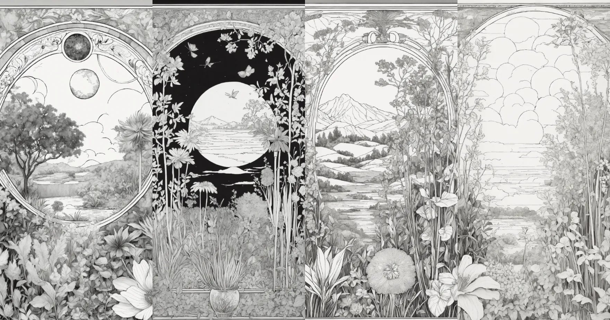 Lexica - Coloring page for adults, black and white background, Carlos ...