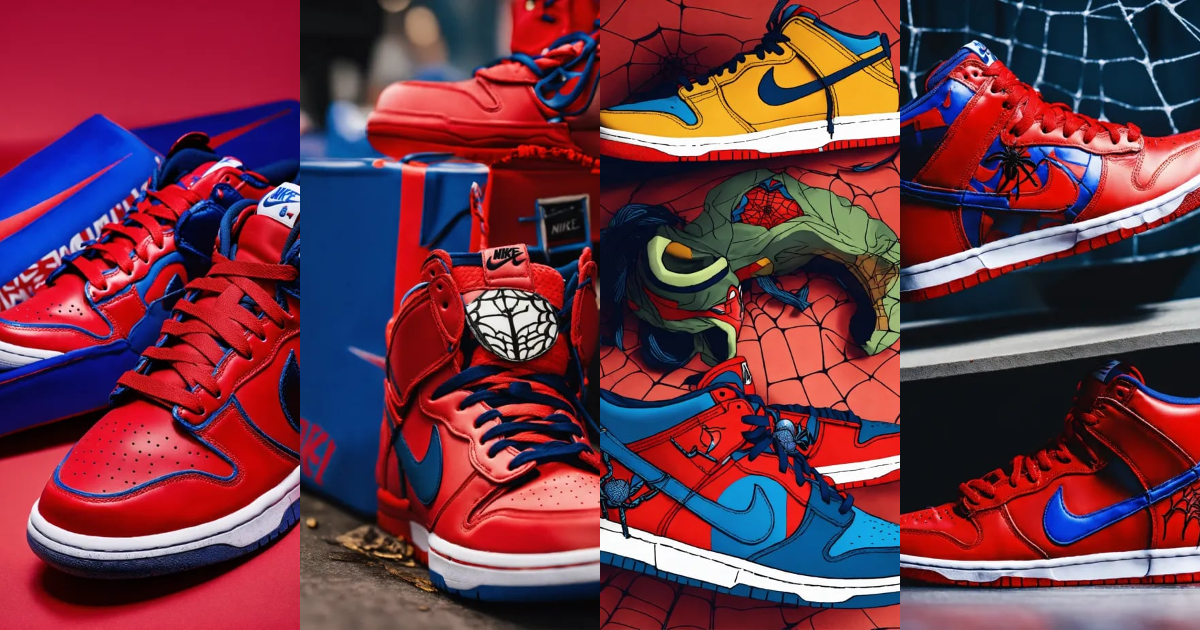 Lexica - A pair of Nike dunks with a Spider-Man theme