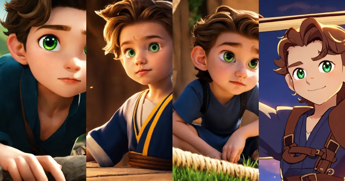 Lexica - Cute boy cartoon, Animation , Green eyes, 15 years old, Big ...