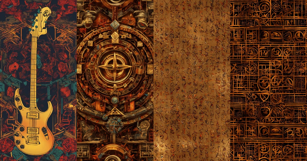 Lexica - A hard rock, heavy metal symbols pattern, future art