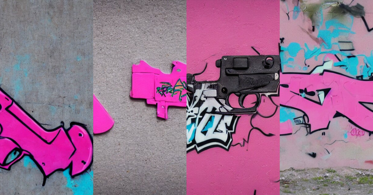 Lexica - Graffiti tag of letter left on a pink gun