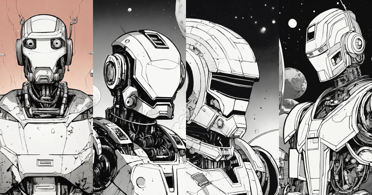 Lexica - A comic book panel about robots taking over the world, simple ...