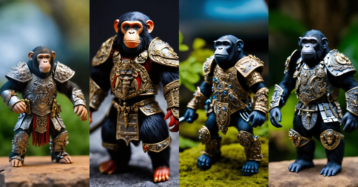 Lexica - Tabletop Miniature, chimpanzee wearing armor , best quality ...