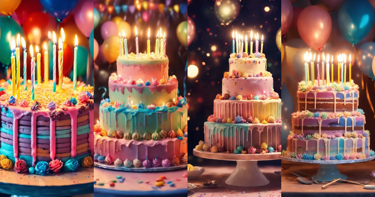 Lexica - Epic shot of a ultra detailed birthday cake with many candles ...