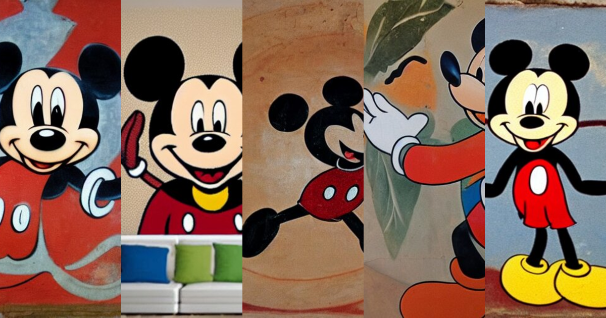 Lexica - Ancient mural painting representing Mickey Mouse