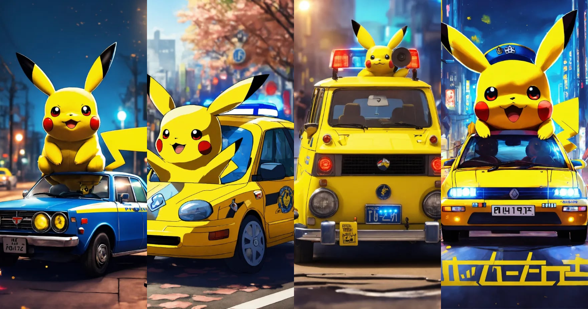 Lexica - PIKACHU LIKE POLICE WITH CAR