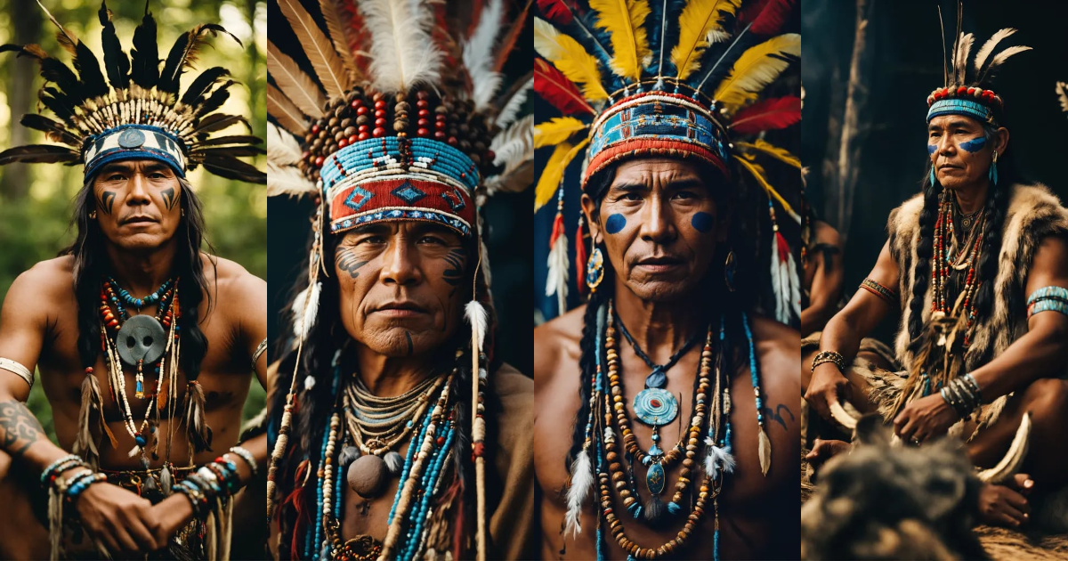 Lexica - Cinematic image of indigenous great shaman of North America ...