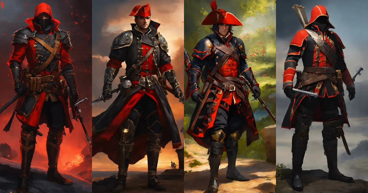 Lexica - Black and red armor, flintlock, male soldier