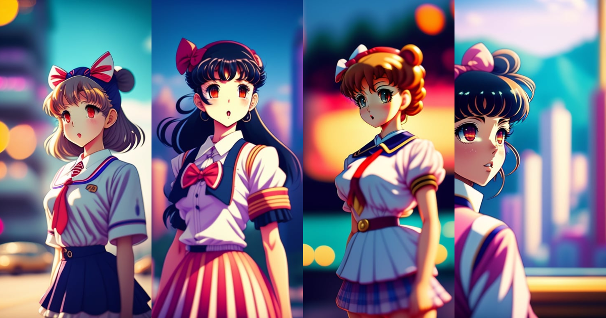 Lexica - 90's anime vintage anime school girl Sailor Moon stay in front ...
