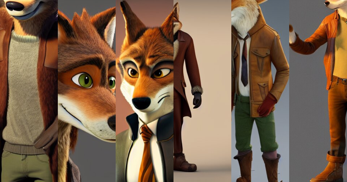Lexica - Portrait, 3 d render, anthropomorphic coyote male, wearing ...