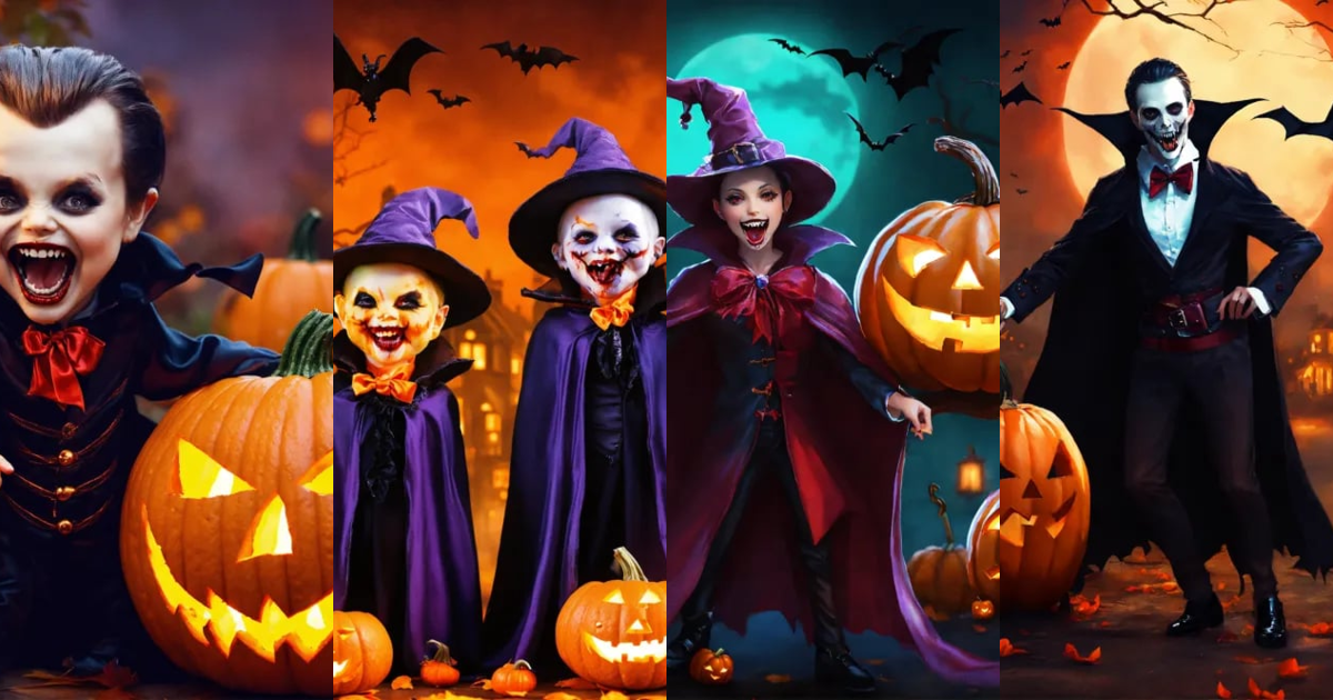 Lexica - Halloween vampires realistic being silly, Halloween pumpkins ...