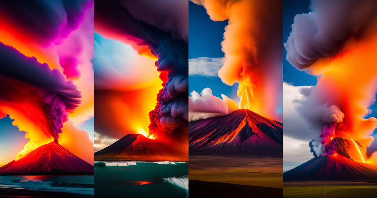 Lexica - Kilauea volcano erupting, the colors are vivid and sharp