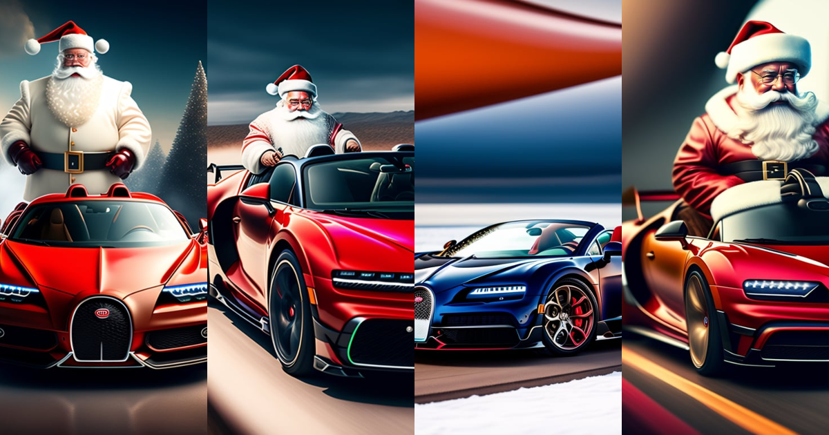 Lexica - Santa driving a Bugatti