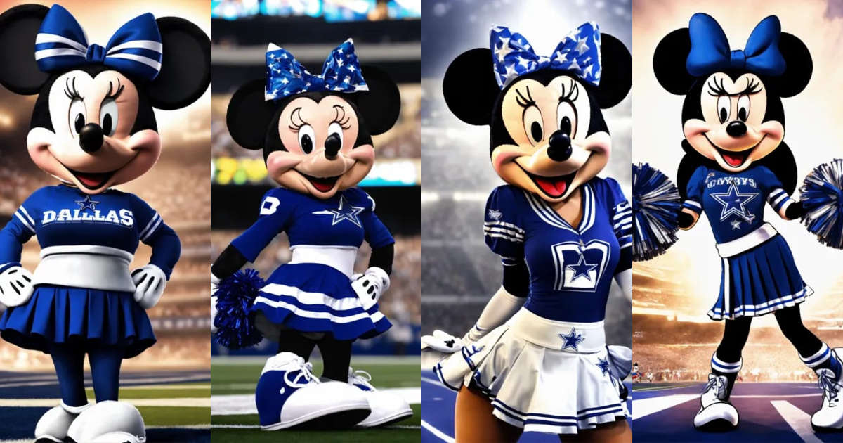 Lexica - Digital art of Minnie Mouse as a dallas cowboys cheerleader