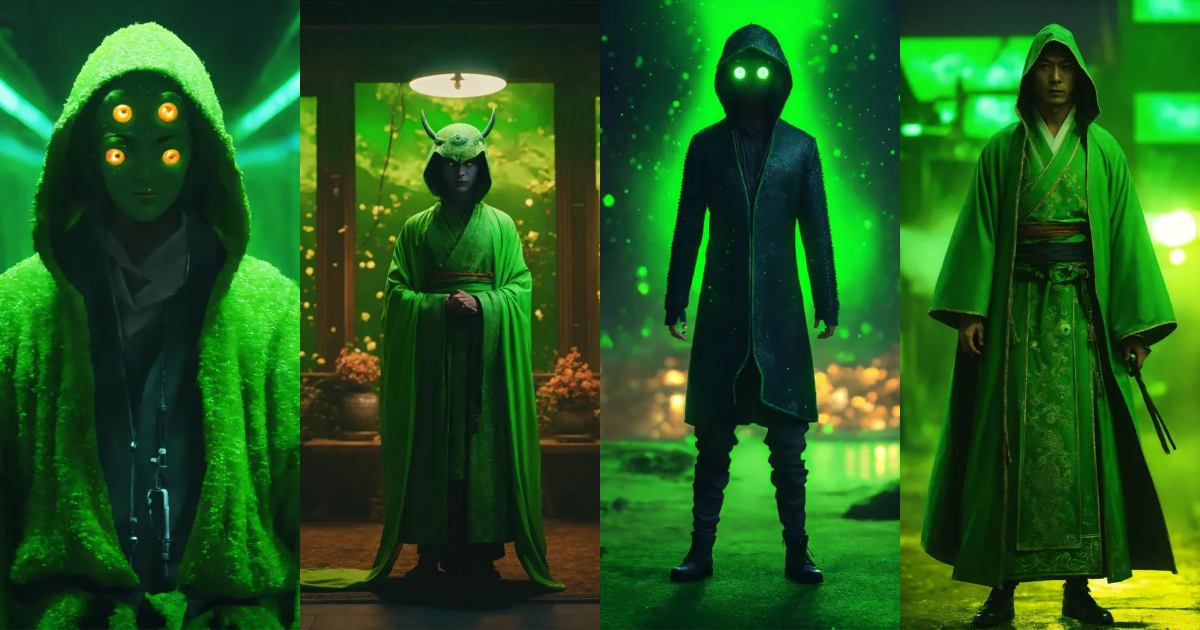 Lexica - Realistic zenitsu with many eyes standing in green screen ...