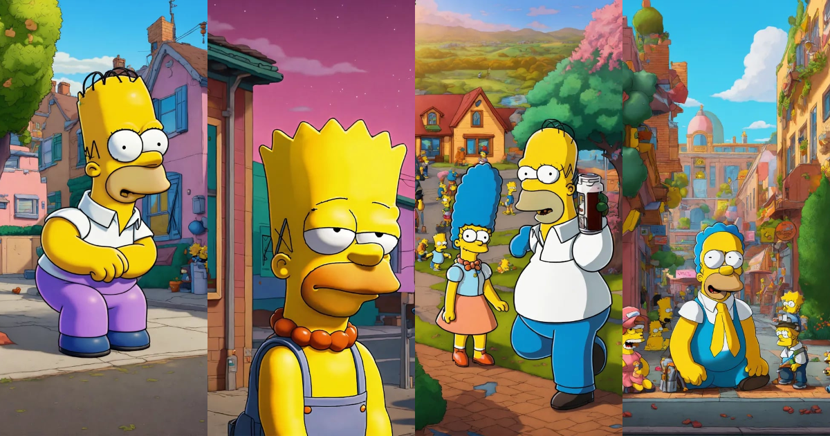 Lexica - Les simpsons jouant avec le monde , hyper realiste