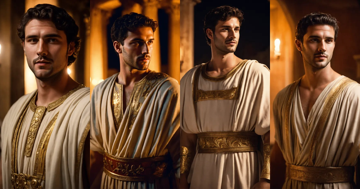 Lexica - A young rich noble handsome roman man wearing a light-colored ...