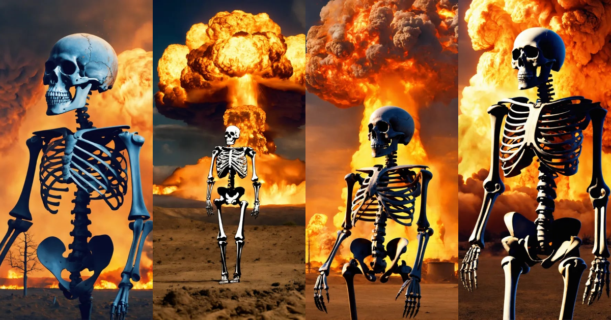 Lexica - Skeleton against the background of a nuclear explosion