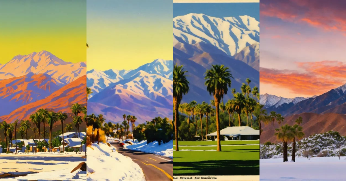Lexica - A curt teich postcard of snow covered southern california ...