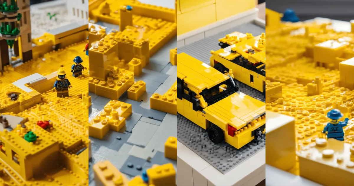 Lexica - Top view of a yellow lego city block model that stands on a ...