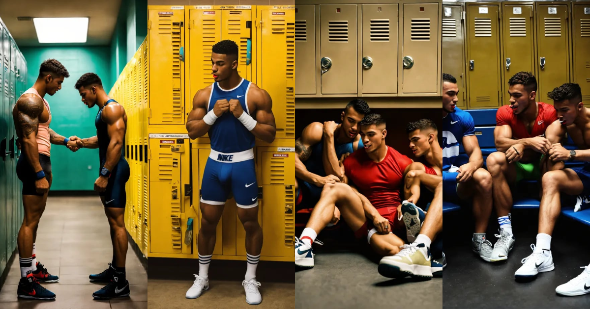 Lexica - Group of skinny college and handsome boxer wrestlers young ...