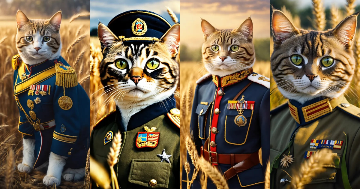 Lexica - Cute cat dressed in ukranian military senior lieutenant ...