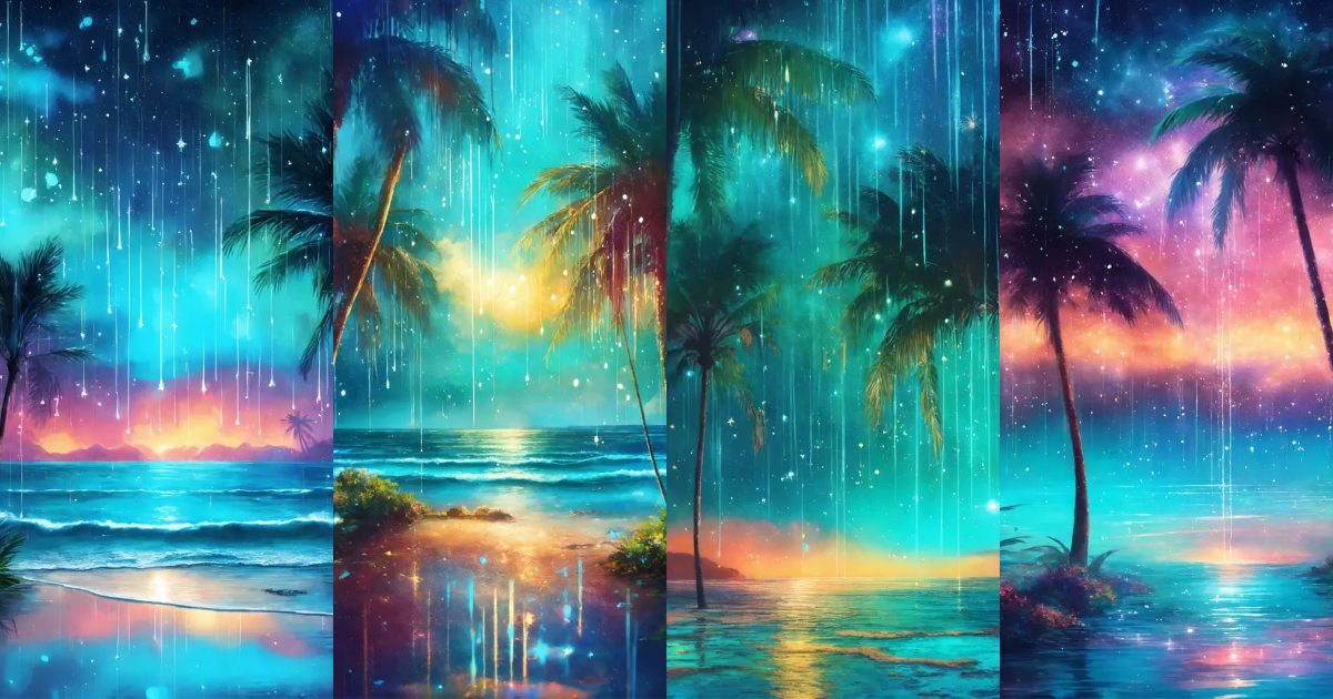 Lexica - Abstract magical rain, universe , stars, turqoise color near ...