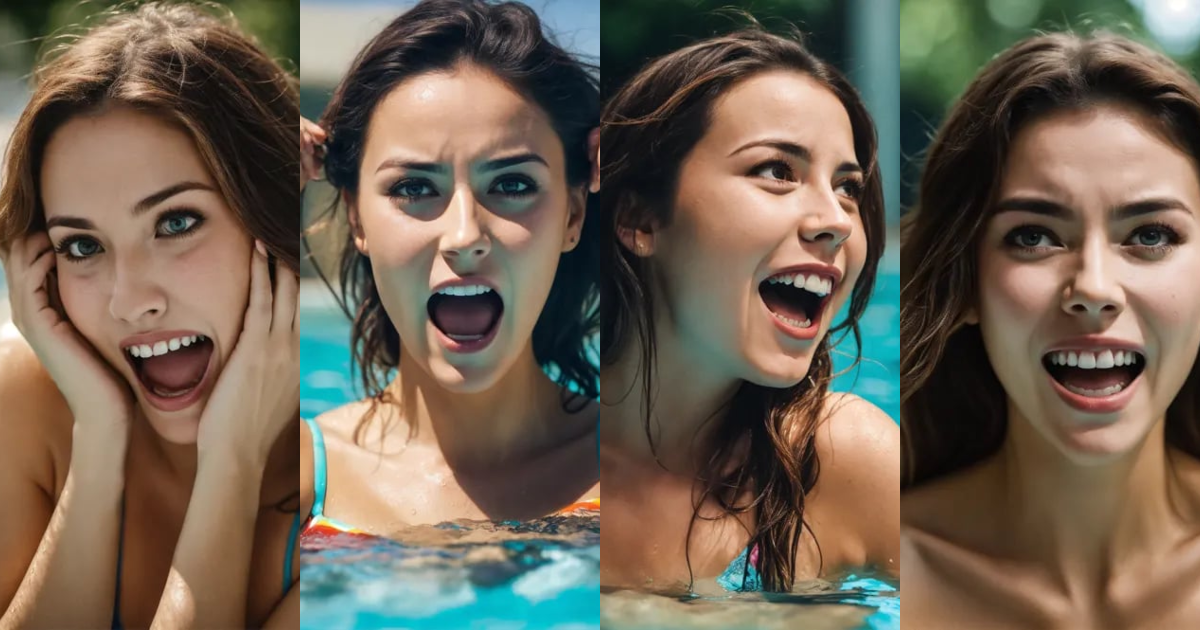 Lexica - Photo, real, beautiful woman, swimming pool, indignant ...