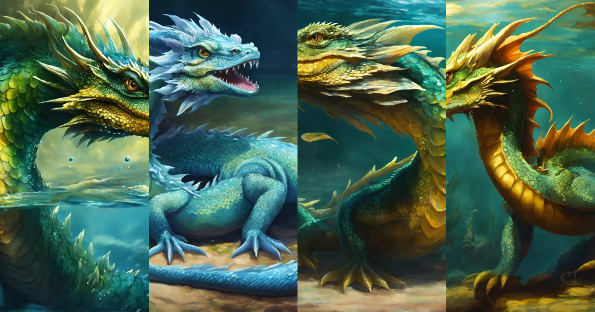 Lexica - Concept art of a water dragon, looks like an eel, no wings ...