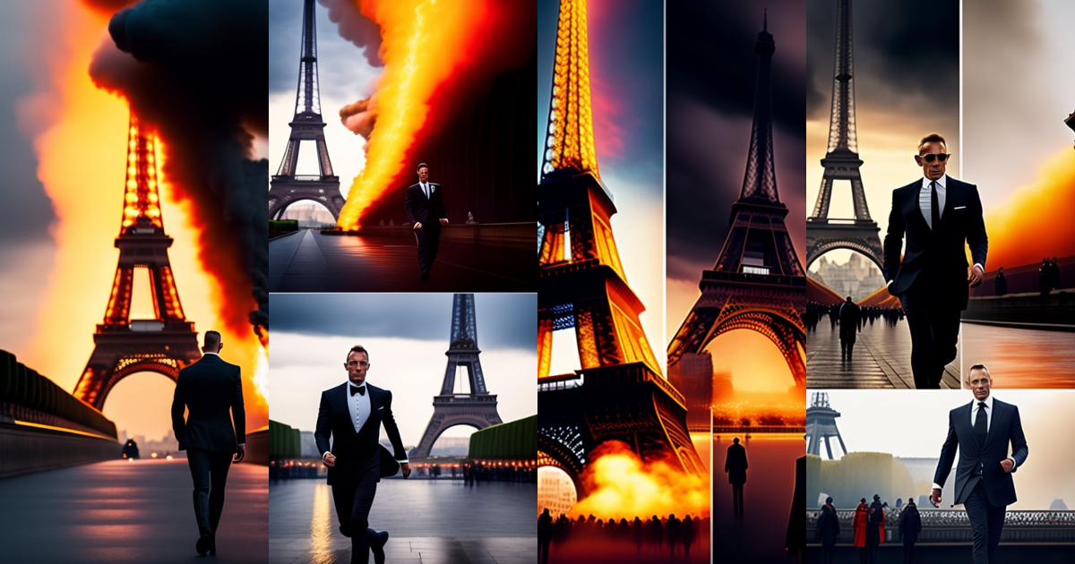 Lexica - James Bond, Daniel Craig running away from exploding Eiffel ...