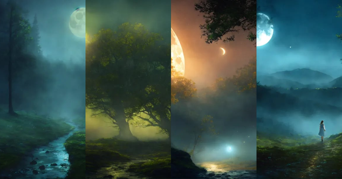 Lexica - Cinematic, greek mythology, forest landscape, dark moonlight ...