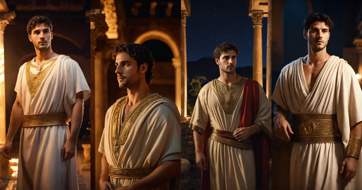 Lexica - A young rich handsome roman man wearing a light-colored tunic ...