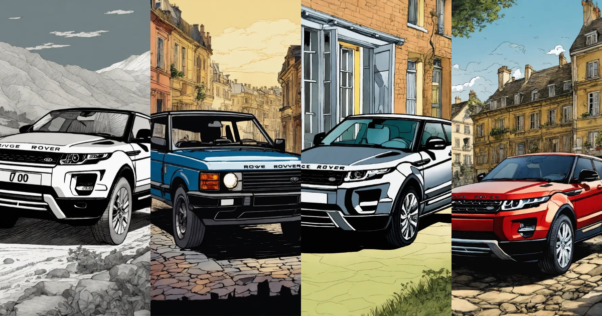 Lexica - Detailed pen and ink illustration of a Range Rover Evoque ...