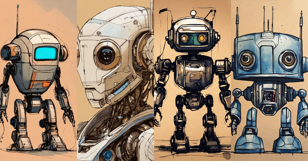 Lexica - Minimalist painting of sci-fi cute robot design in the style ...