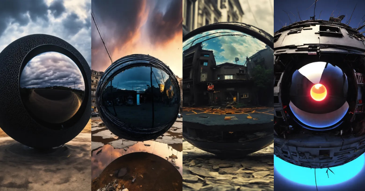 Lexica - Photo fish eye 3d Digital art Black strange object odd shape ...