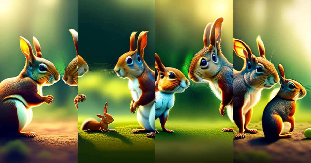 Lexica - A squirrel and rabbit conversing with each other, photograph ...