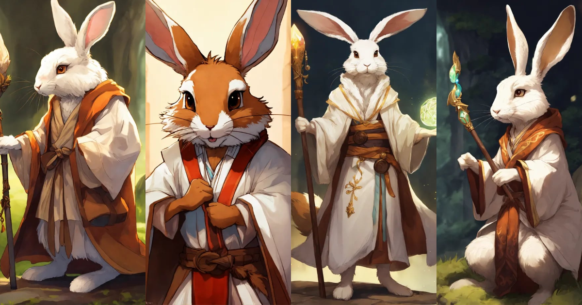 Lexica - Beautiful art, hare wizard, rabbit wizard, white robe, brown ...