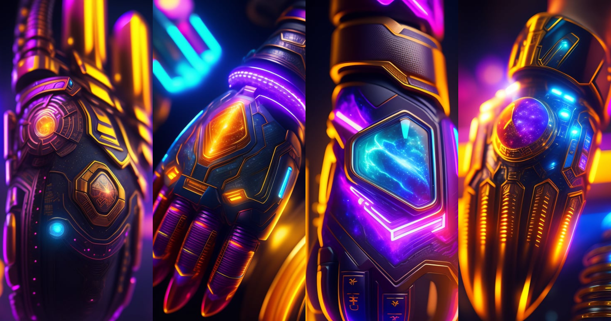 Lexica - Ultradetailed illustration of a mechanic gauntlet with magic ...