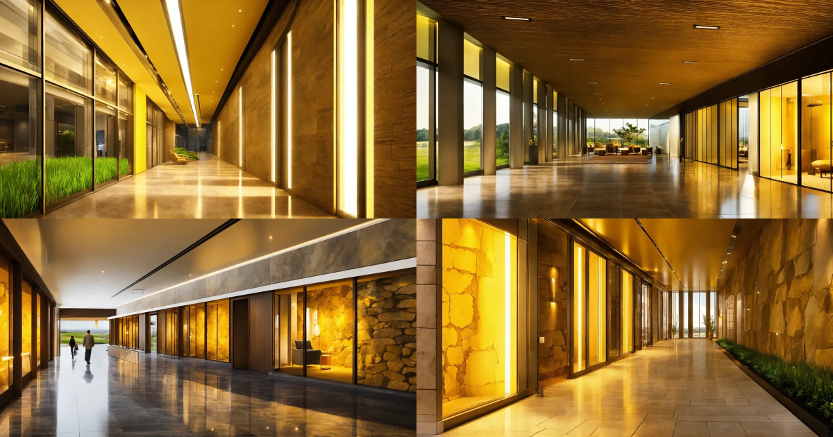 Lexica - Airport corridor, one side of the corridor full height glass ...