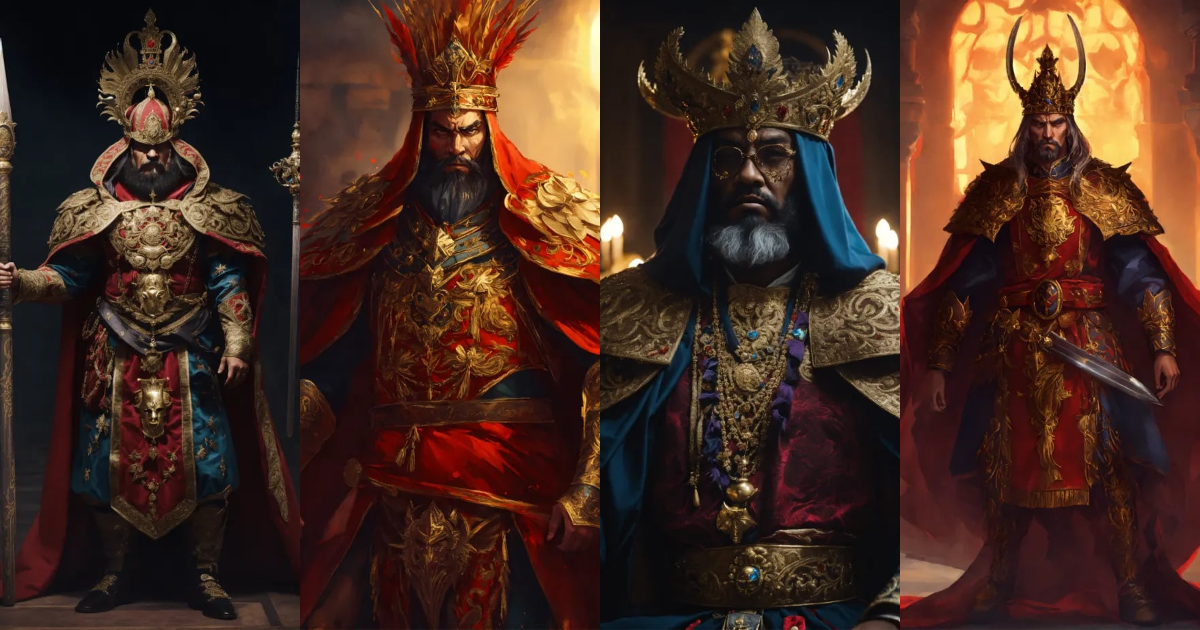 Lexica - A tyrannical warlord. Wearing regal regalia. Scary vibes. Evil ...
