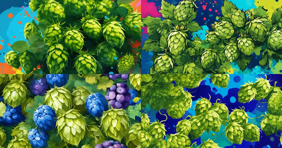 Lexica - Composition of bunches of hops with an explosion of colored ...