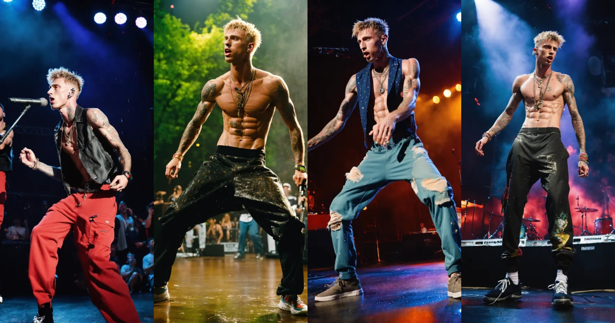 Lexica - An impressive realistic photo of machine gun kelly performing ...