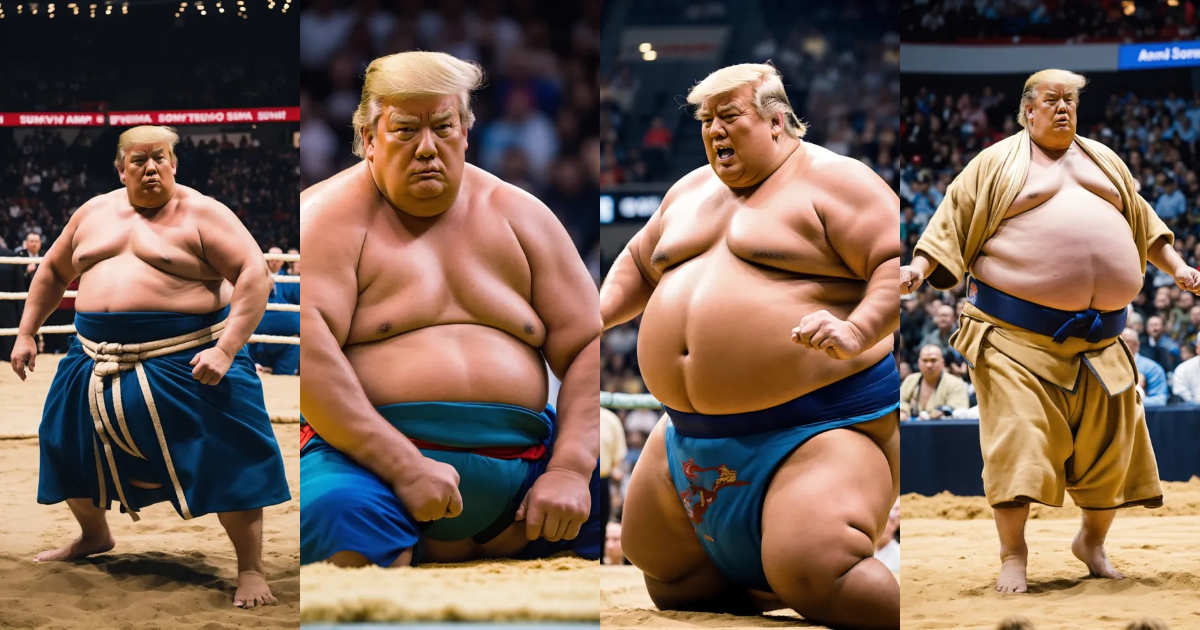 Lexica - Sumo wrestler Donald Trump in the arena, sports action shot ...