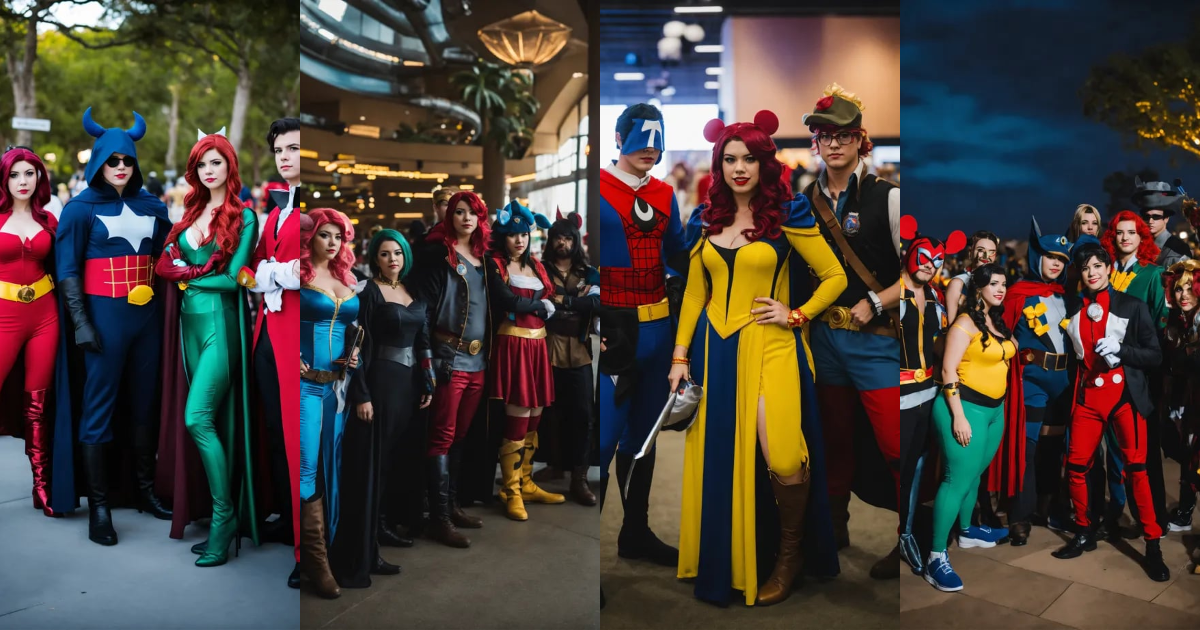 Lexica - Comic con group photo, disney cosplays, shot on Sony Alpha ...