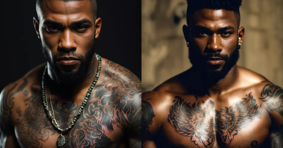 Lexica - Very handsome black man, werewolf, black tattoos on arms and ...