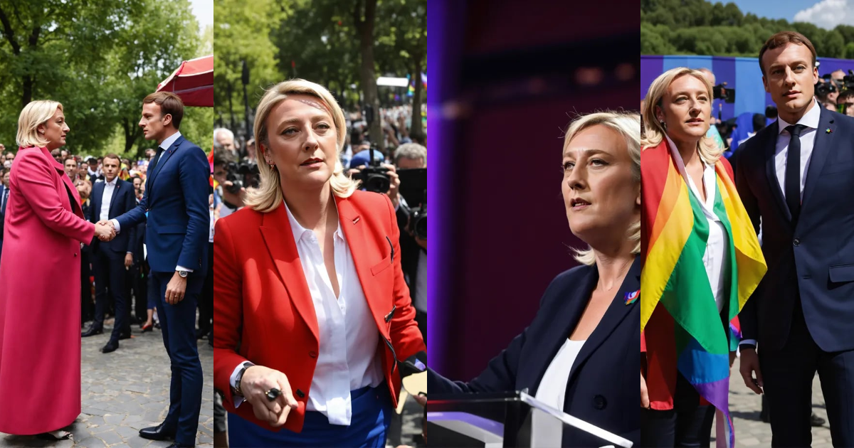 Lexica - Marine Le Pen déguisée en Emmanuel Macron sur un char de la ...