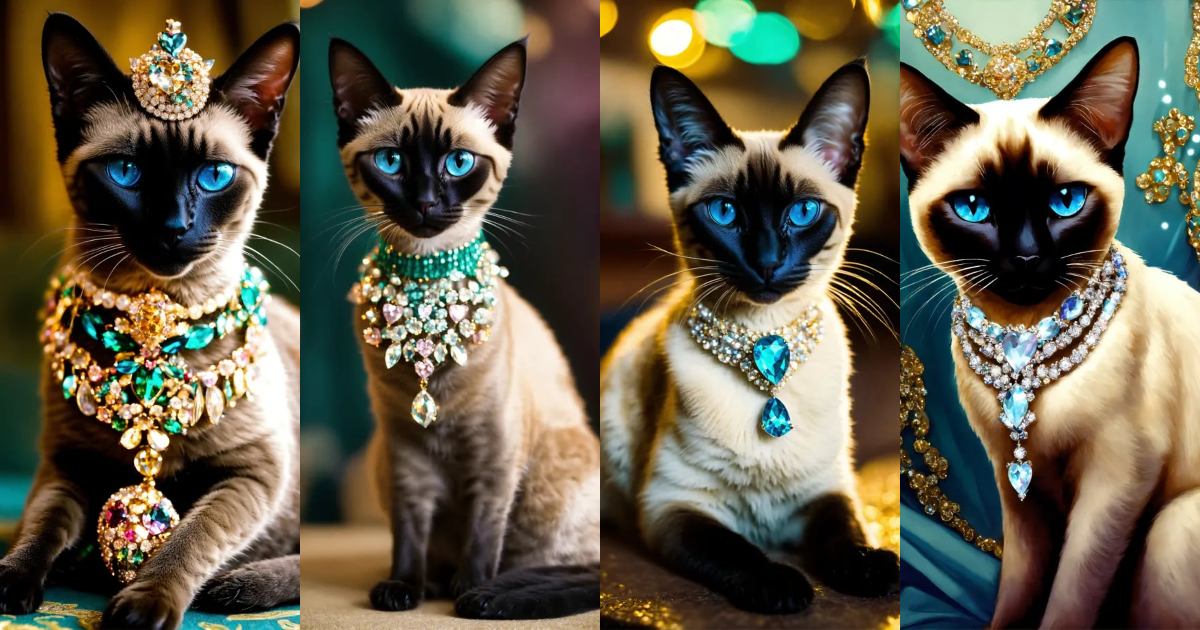 Lexica - Siamese cat, aloof and poised In rhinestones she is adorned ...