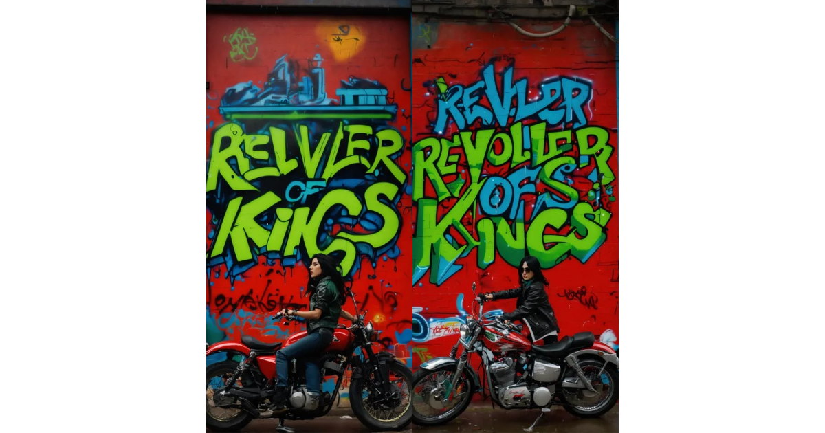 Lexica - A graffiti saying "REVOLVER OF KINGS" in green, blue and red ...