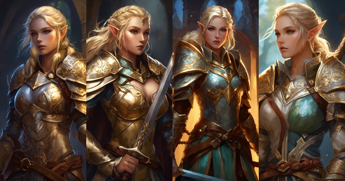 Lexica - Female elf paladin in center, dnd, fantasy, braided blonde ...